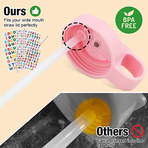 Desing Wish 6 PCS Replacement Straws Compatible with Hydro Flask/Stanley IceFlow Wide Mouth Bottle Straw Lid, BPA Free Water Bottle Straw for Wide Mouth Straw Cap with 3 Brushes and Some Stickers