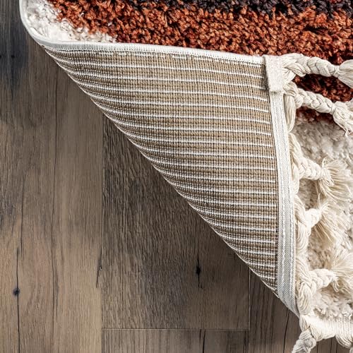 nuLOOM Kali Geometric 9x12 Shag Area Rug for Living Room Bedroom Dining Room Nursery Kitchen, Rust/Ivory