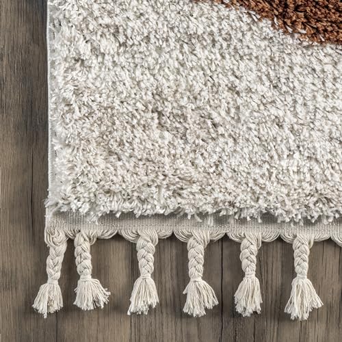 nuLOOM Kali Geometric 9x12 Shag Area Rug for Living Room Bedroom Dining Room Nursery Kitchen, Rust/Ivory