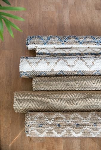 CC Home Furnishings Diamond Shuttle Weave Durrie Denim Area Throw Rug - 2.5' x 4' - Blue and White