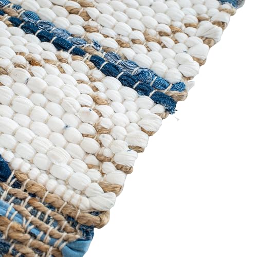 CC Home Furnishings Diamond Shuttle Weave Durrie Denim Area Throw Rug - 2.5' x 4' - Blue and White