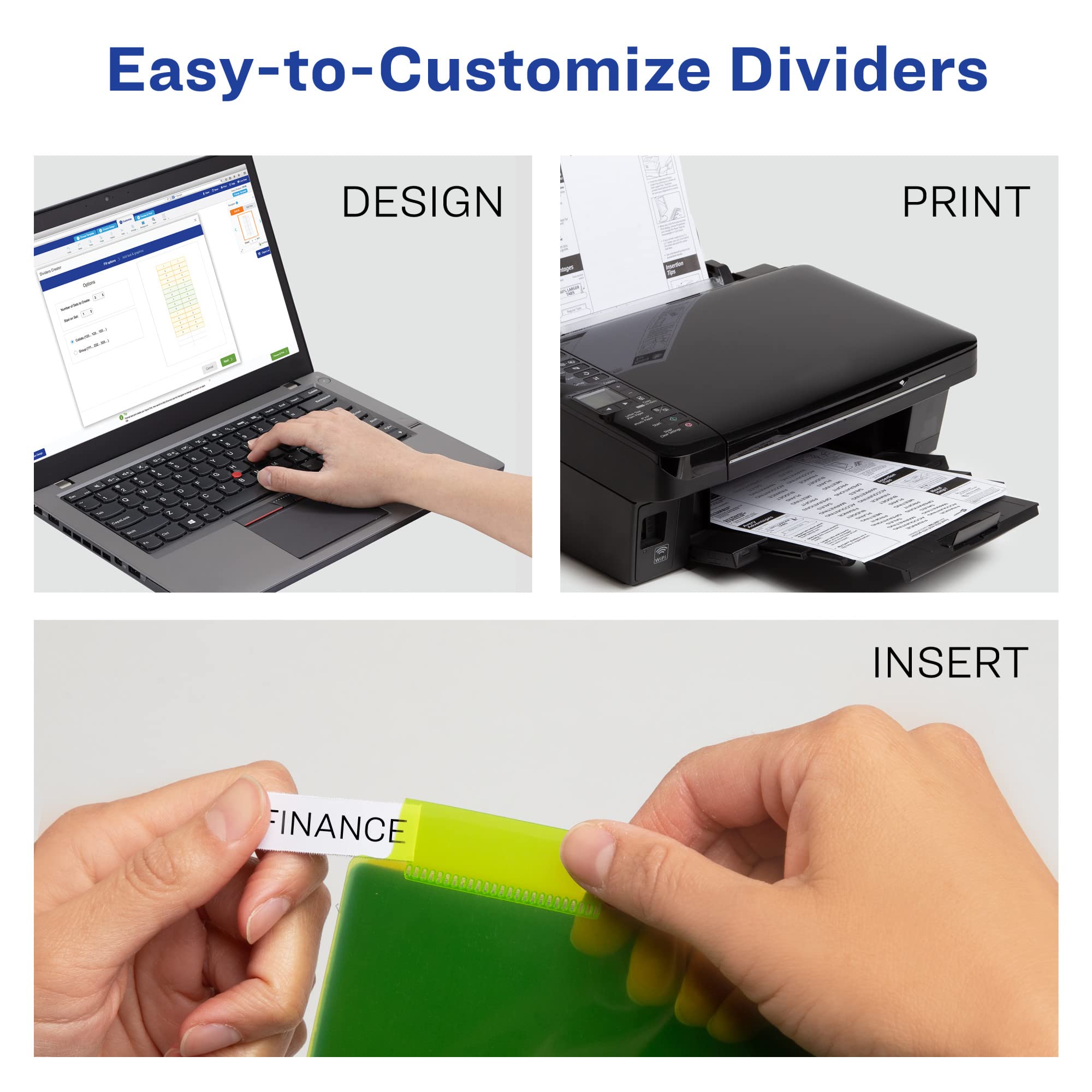Avery Dividers for 3 Ring Binders, 8-Tab Binder Dividers, Plastic Binder Dividers, Insertable Big Tabs, Multicolor, 3 Sets (71901)