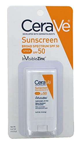 Cerave Sunscreen Invisible Zinc Spf#50 Stick 0.47 Ounce (Pack of 6)