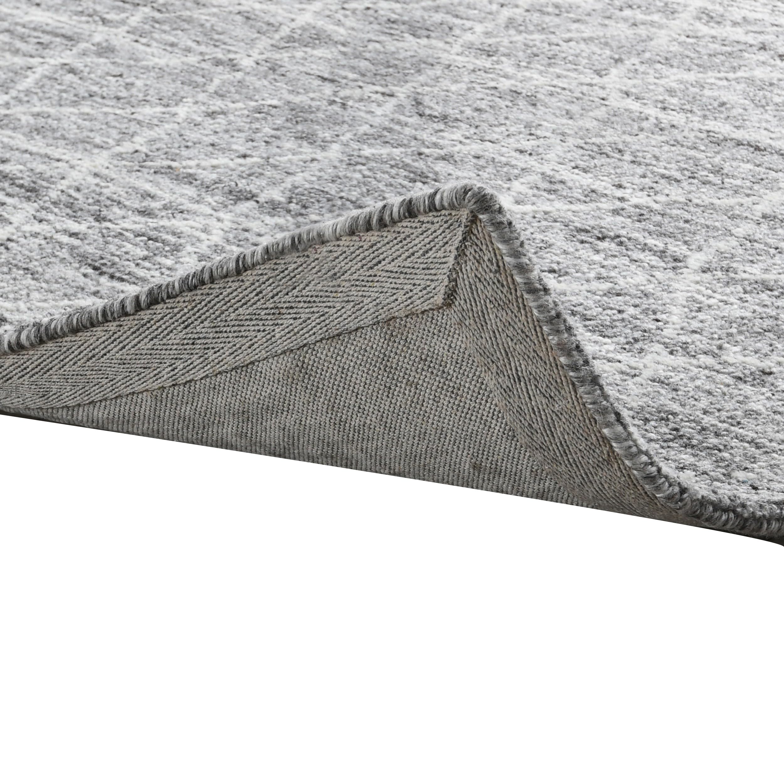 Benjara Jua 2 x 3 Hand Tufted Small Area Rug, Diamond Designs, Gray, White