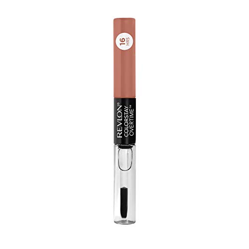Liquid Lipstick with Clear Lip Gloss by Revlon, ColorStay Overtime Lipcolor, Dual Ended with Vitamin E in Nudes & Browns, 540 Unstoppable Nude, 0.07 Oz