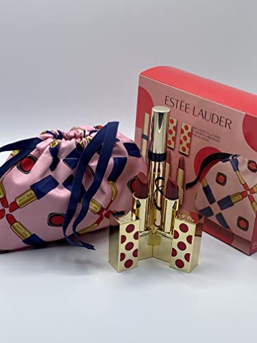 Estee Lauder for Sculpted Lips Lipsticks, Mascara 2022 Gift Set 3 Full Sizes 420 Rebellious Rose, 333 Persuasive, Sumptuous Extreme