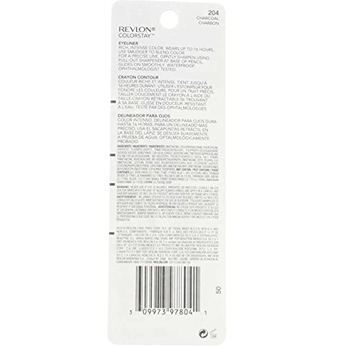 Revlon ColorStay Eyeliner Pencil, Charcoal [204], 0.01 oz (Pack of 3)