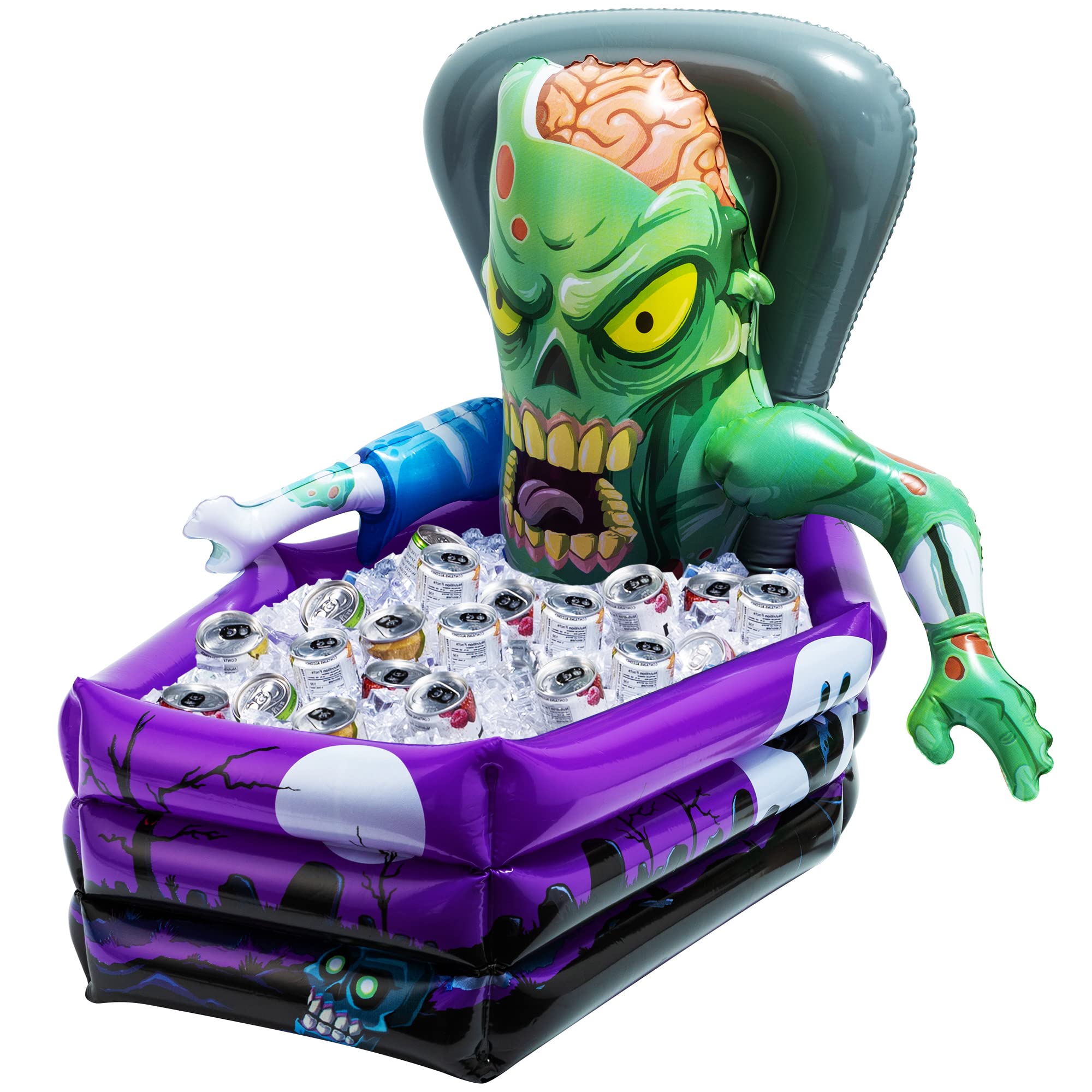 JOYIN Novelty Inflatable Zombie Happy Halloween Drink Cooler Party Beverage Holder, (25"x 34"x 32" Approximate Inflated Size) for Indoor Outdoor Home Halloween Birthday Party Decorations