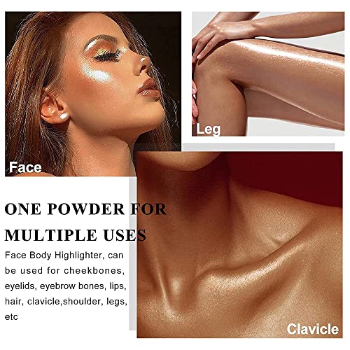 Polvo De Hadas Powder Highlighter Body Brightens the Natural Three-dimensional Face Powder Blusher (03# Golden browm)