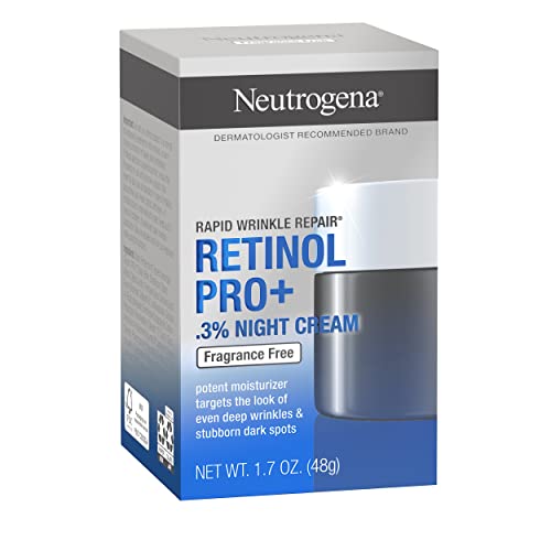 Neutrogena Rapid Wrinkle Repair Retinol Pro+ Anti-Wrinkle Night Moisturizer, Anti-Aging Face & Neck Cream, Formulated without fragrance, parabens, dyes, & phthalates, 0.3% Retinol, 1.7 oz