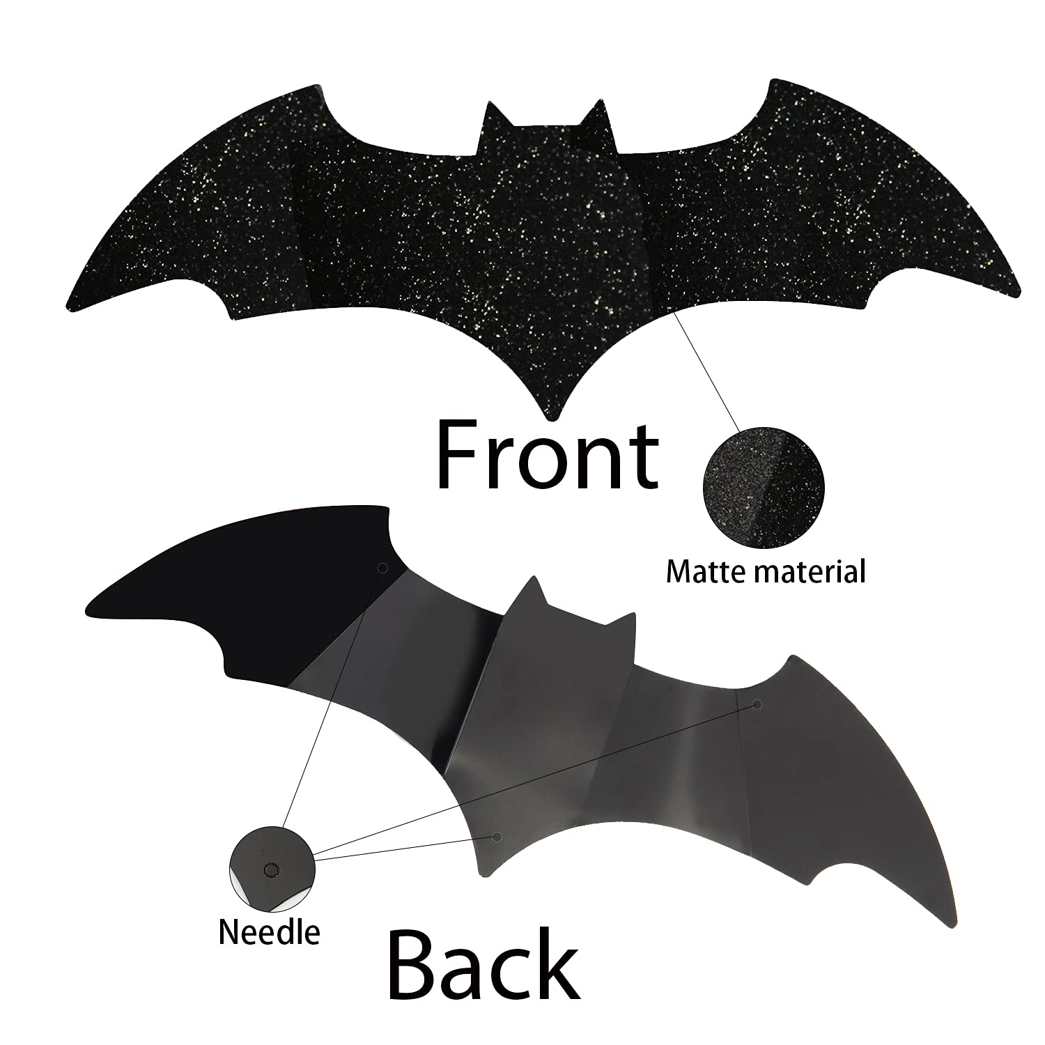 CCINEE 3D Halloween Hanging Bats Decoration,Large Glittery Bat Wall Decal Stickers for Halloween Party Decor Supply,36PCS