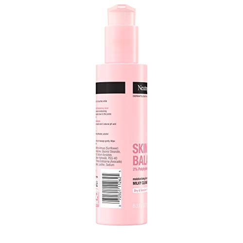 Neutrogena Skin Balancing Milky Cleanser with 2% Polyhydroxy Acid (PHA), Soothing & Moisturizing Face Wash for Dry & Sensitive Skin, Paraben-Free, Soap-Free, Sulfate-Free, 6.3 oz