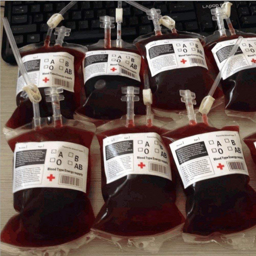 Blood Bag for Drinks – 12 Pieces IV Blood Bags/Container 15 Fl Oz /450ml for Halloween Zombie Party Favors, Nurse Decorations, Gag Gift