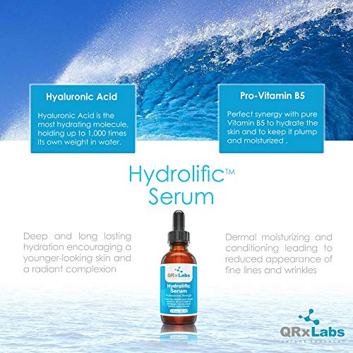 Hydrolific Serum - Ultra Pure Hyaluronic Acid Serum Boosted with Vitamin B5 (Large 2 oz) β Formulated to Maximize Dermal Penetration and Provide Long-Lasting Hydration β Best Skin Moisturizing Serum