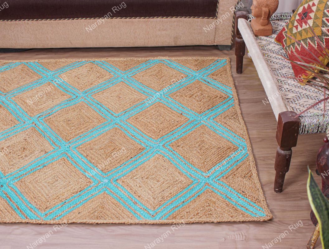 Narayan Rug Natural Jute Hand Braided Diamond Pattern Rug Bohemian Rug Decor Rug Handwoven Rug Custom Rug Decorative Rug