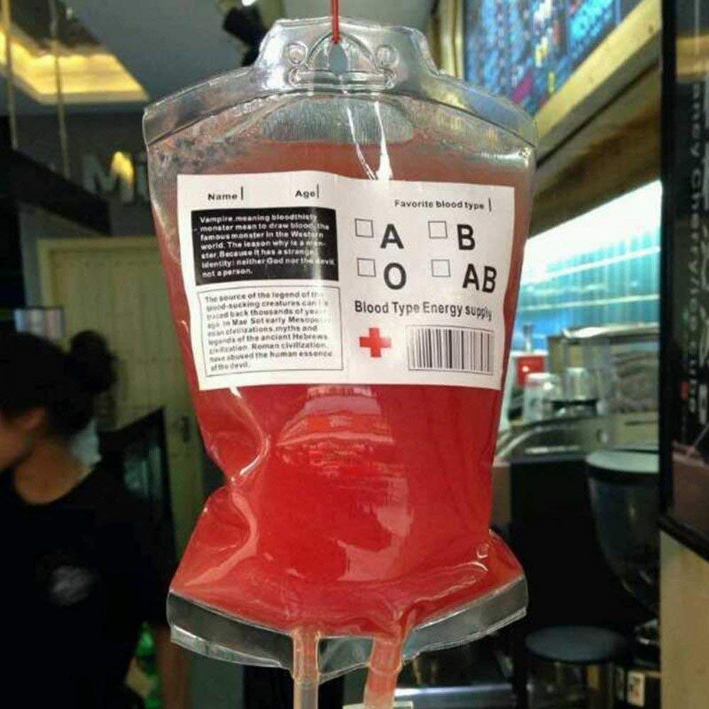 Blood Bag for Drinks – 12 Pieces IV Blood Bags/Container 15 Fl Oz /450ml for Halloween Zombie Party Favors, Nurse Decorations, Gag Gift
