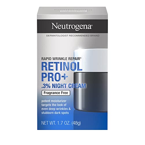 Neutrogena Rapid Wrinkle Repair Retinol Pro+ Anti-Wrinkle Night Moisturizer, Anti-Aging Face & Neck Cream, Formulated without fragrance, parabens, dyes, & phthalates, 0.3% Retinol, 1.7 oz