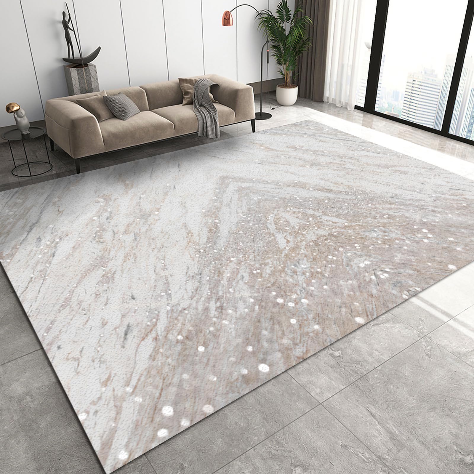 ZAOMIR Fine Sparkling Diamond Gold Foil Marble Living Room Aesthetic Decor Large Area Rugs, Meat Pink French Style Home Bedroom Rug, Soft Non Slip Washable Running Mat, Corridor Office Carpet-6ftx9ft