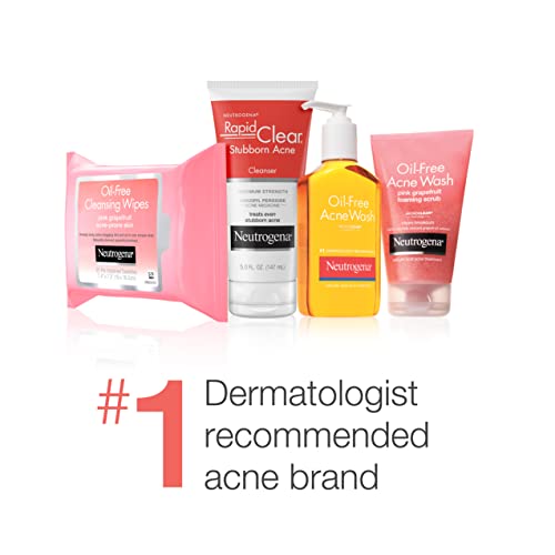 Neutrogena Oil Free Facial Cleansing Makeup Wipes with Pink Grapefruit, Disposable Acne Face Towelettes to Remove Dirt, Oil, and Makeup for Acne Prone Skin, Value Twin Pack, 2 x 25 ct