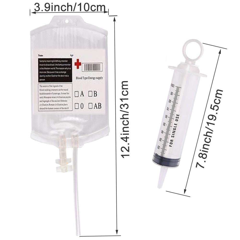 Blood Bag for Drinks – 12 Pieces IV Blood Bags/Container 15 Fl Oz /450ml for Halloween Zombie Party Favors, Nurse Decorations, Gag Gift
