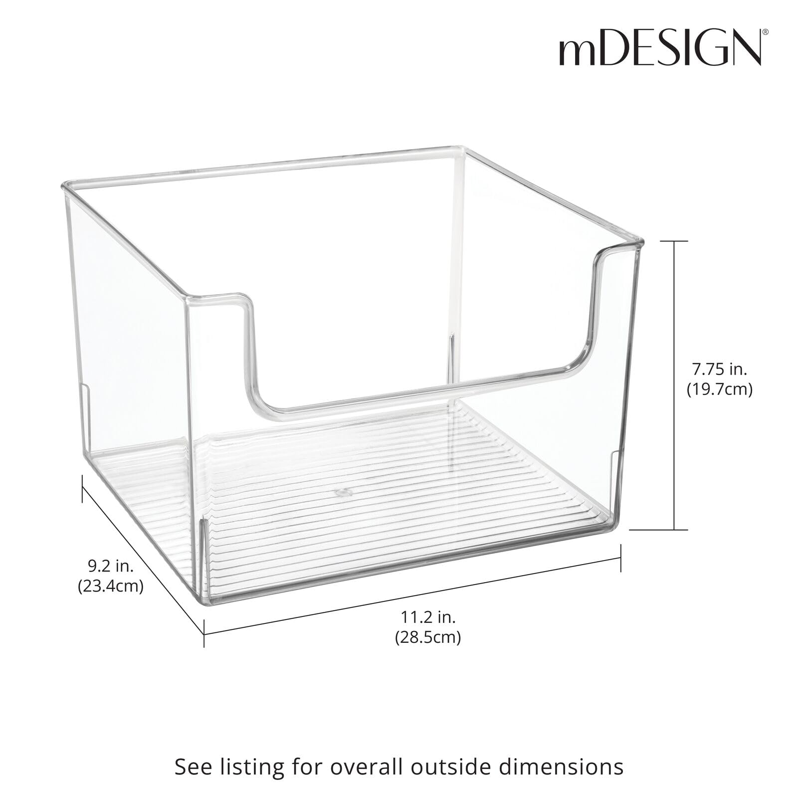 mDesign Modern Plastic Open Front Dip Storage Organizer Bin Basket for Kitchen Organization - Shelf, Cubby, Cabinet, and Pantry Organizing Decor - Ligne Collection - 4 Pack - Clear
