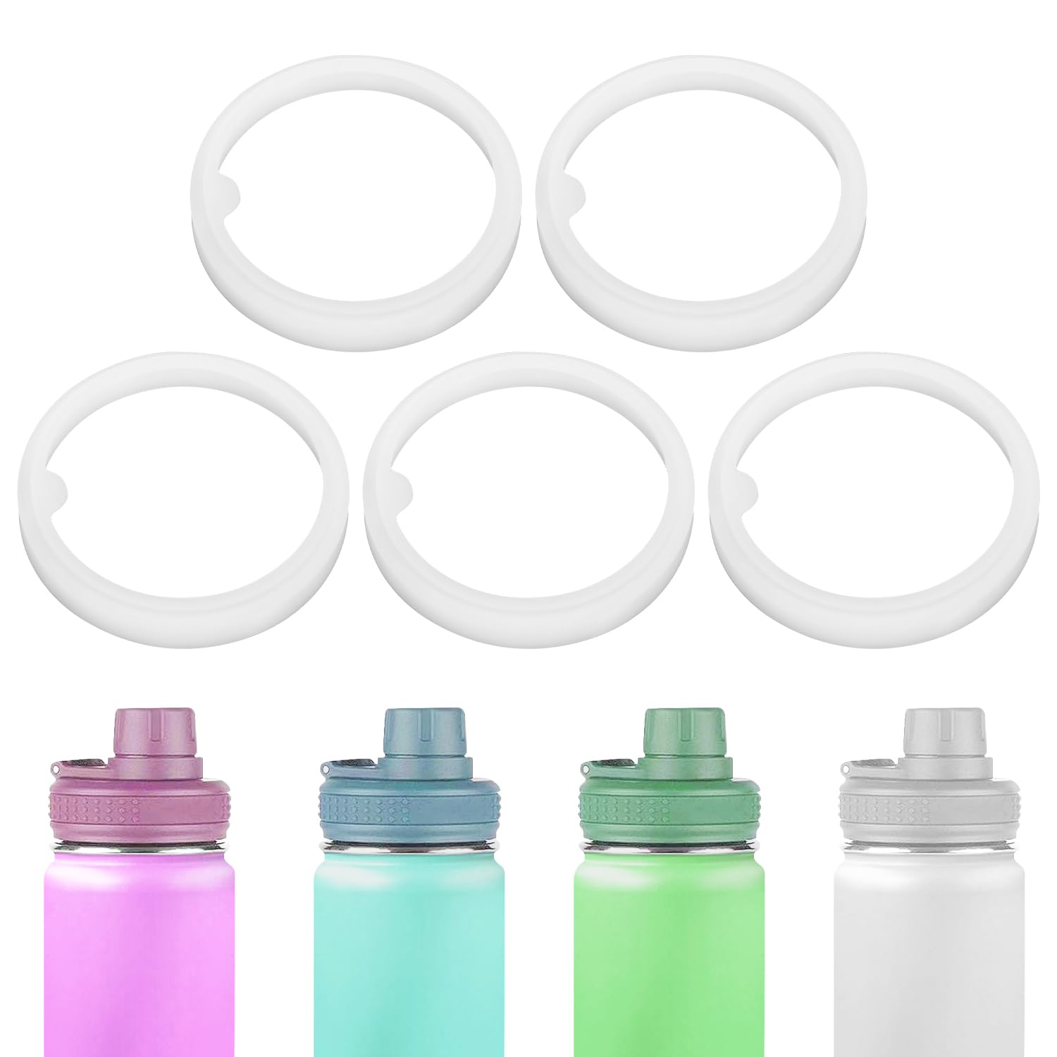 5pcs Replacement Gasket for Takeya Actives, Water Bottle Lid Gaskets Compatible Replacement Ring 18oz 22oz 24oz 32oz 40oz Water Bottle Washer with Spout Cap Rubber Seals(Not for Takeya Original)