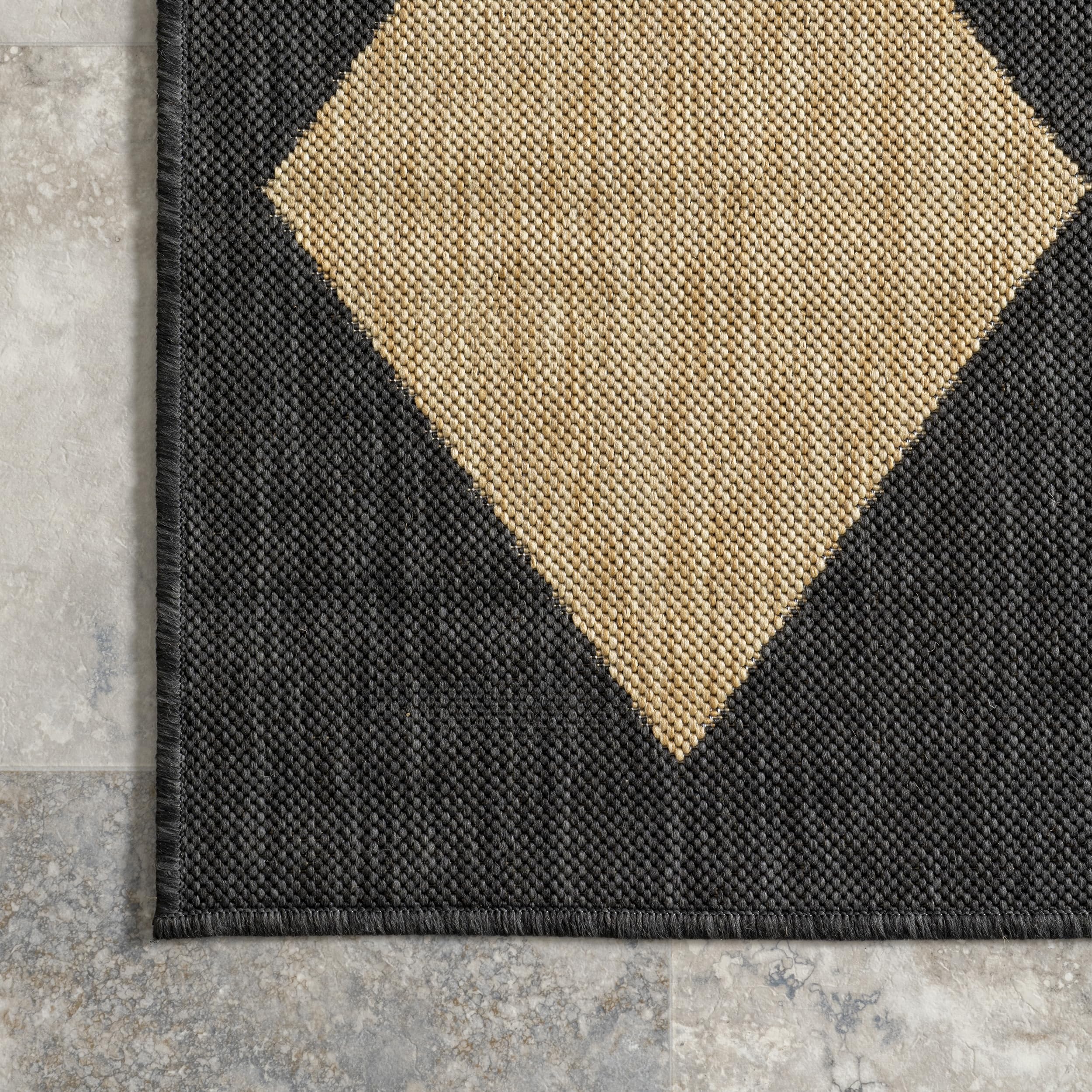 nuLOOM 7' x 9' Outdoor Performance Area Rug, Stain Resistant, Weather Resistant, High Traffic, Patio, Balcony, Outside, Sabina Dark Grey