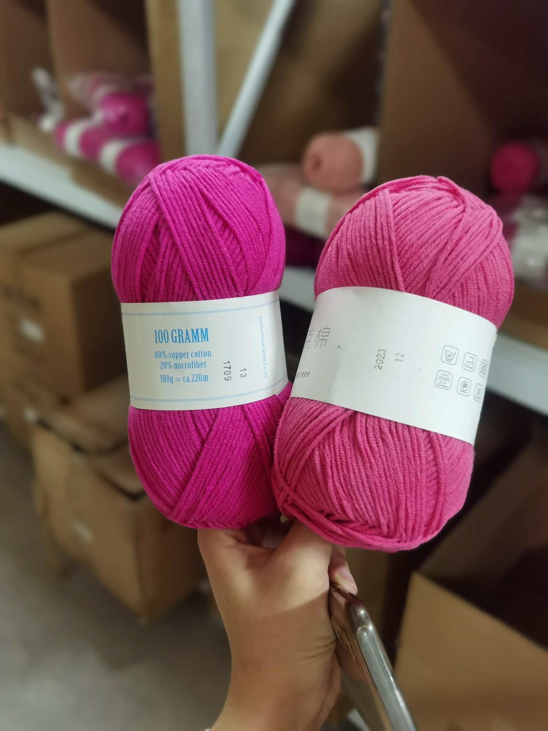 10 Large Skeins of Milk Cotton Yarn Set of 10 Colors 100gr. Each. 1kg Total (2.2 pounds)
