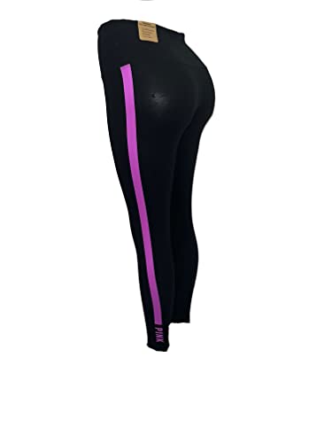 Victoria's Secret Pink Active High Waist Full Length Cotton Legging Black/Purple Size Large New