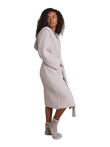 Barefoot Dreams CozyChic Ribbed Hooded Robe, Silver Ice, 2