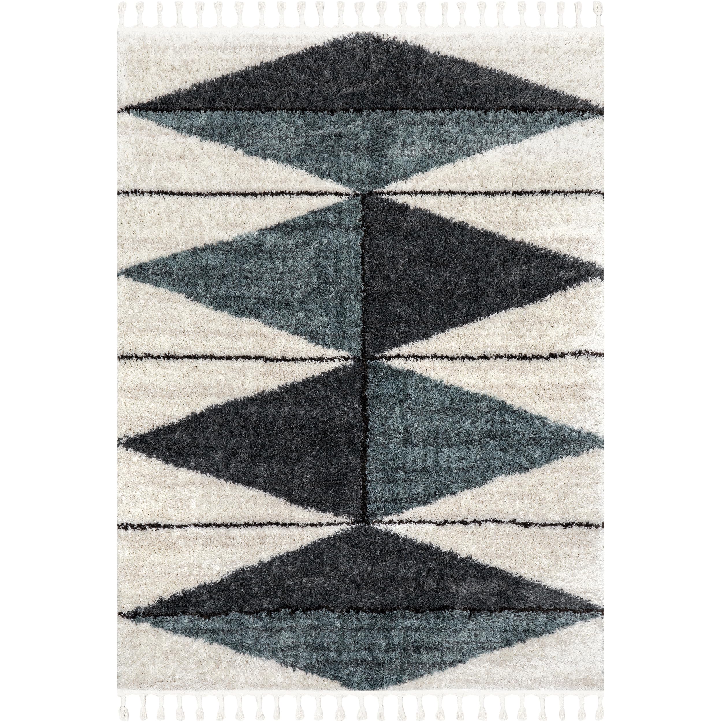 nuLOOM Kali Geometric 4x6 Shag Area Rug for Living Room Bedroom Dining Room Nursery Kitchen, Navy