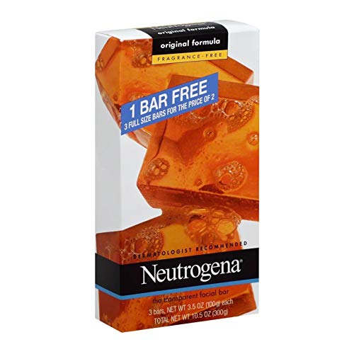 Neutrogena Transparent Facial Bar Unscented Pack, 3 Count (Pack of 6)