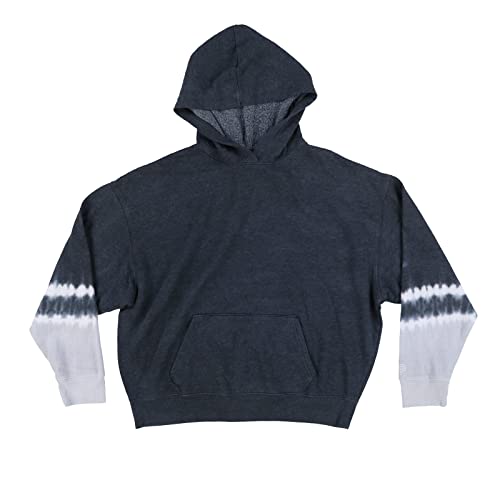 Victoria's Secret Pink Pullover Sweatshirt Hoodie (L, Dark Gray Tie Dye Sleeve)