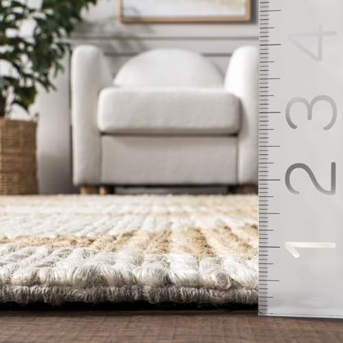 nuLOOM Chaya Diamond Striped Jute Blend Area Rug, 5x8, Natural