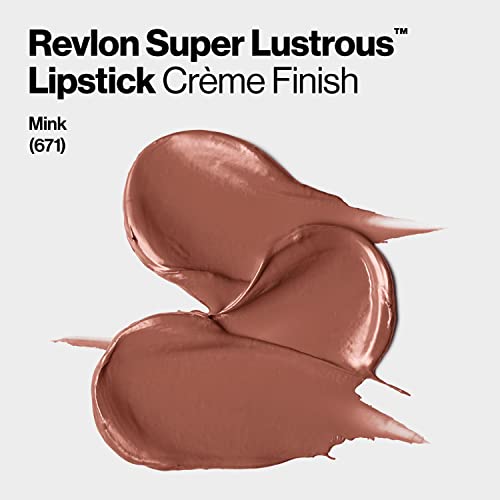 Revlon Super Lustrous Lipstick, High Impact Lipcolor with Moisturizing Creamy Formula, Infused with Vitamin E and Avocado Oil in Nude, Mink (671)