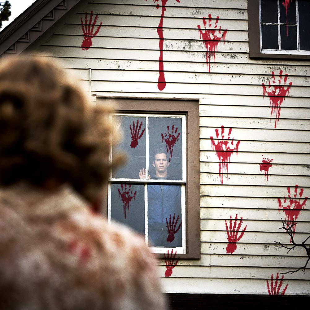 Halloween Party Decorations Zombie Vampire Halloween Party Decor Bloody Hand Footprints Window Wall Decals Zombie Vampire Party Supplies Decorations for Kids Party Floor Sticker Clings