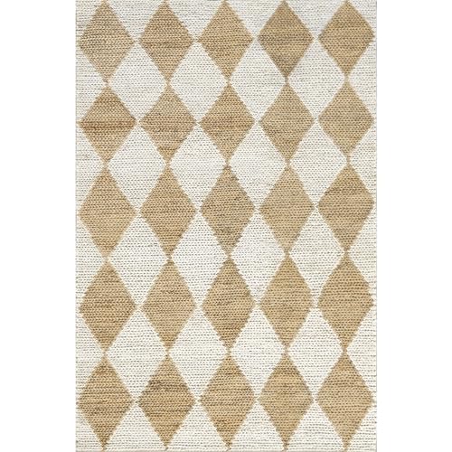 nuLOOM Chaya Diamond Striped Jute Blend Area Rug, 5x8, Natural