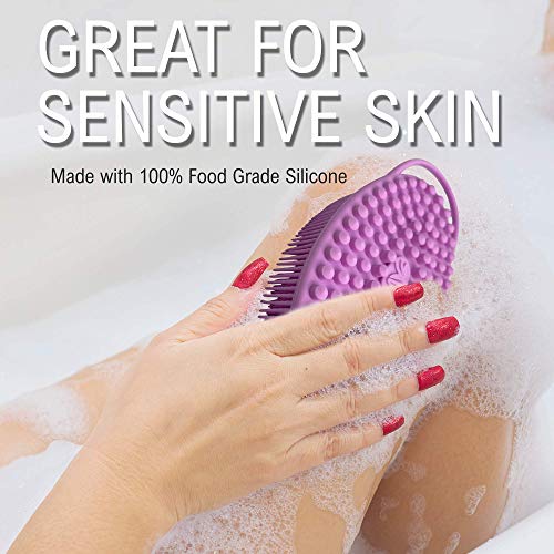 Avilana Exfoliating Silicone Body Scrubber Easy to Clean, Lathers Well, Long Lasting, And More Hygienic Than Traditional Loofah (Gray)