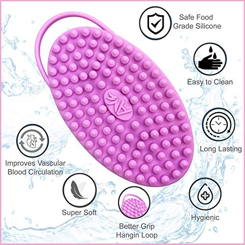 Avilana Exfoliating Silicone Body Scrubber Easy to Clean, Lathers Well, Long Lasting, And More Hygienic Than Traditional Loofah (Gray)