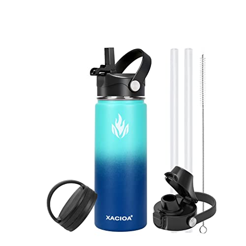 18oz Water Bottle,Vacuum Insulated Stainless Steel Water Flask with Straw Lid Auto Spout Lid Sport Lid,Leak Proof,Double Walled Travel Drink Mug,Metal Canteen,Hot Cold Water Bottles
