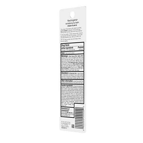 Neutrogena Revitalizing and Moisturizing Tinted Lip Balm with Sun Protective Broad Spectrum SPF 20 Sunscreen, Lip Soothing Balm with a Sheer Tint in Color Fresh Plum 60.15 oz