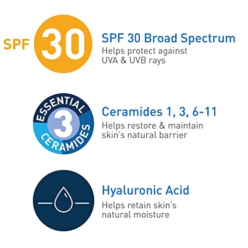 CeraVe Moisturizing Lotion SPF 30| Sunscreen and Face Moisturizer with Hyaluronic Acid & Ceramides | Oil Free | 1.7 Ounce
