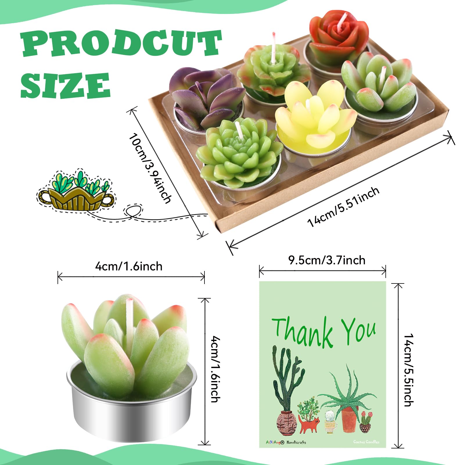 AIXIANG 12Pcs Cactus Candles Succulent Candles, Wedding Party Favors for Guests, Bridal Shower Candles Favors