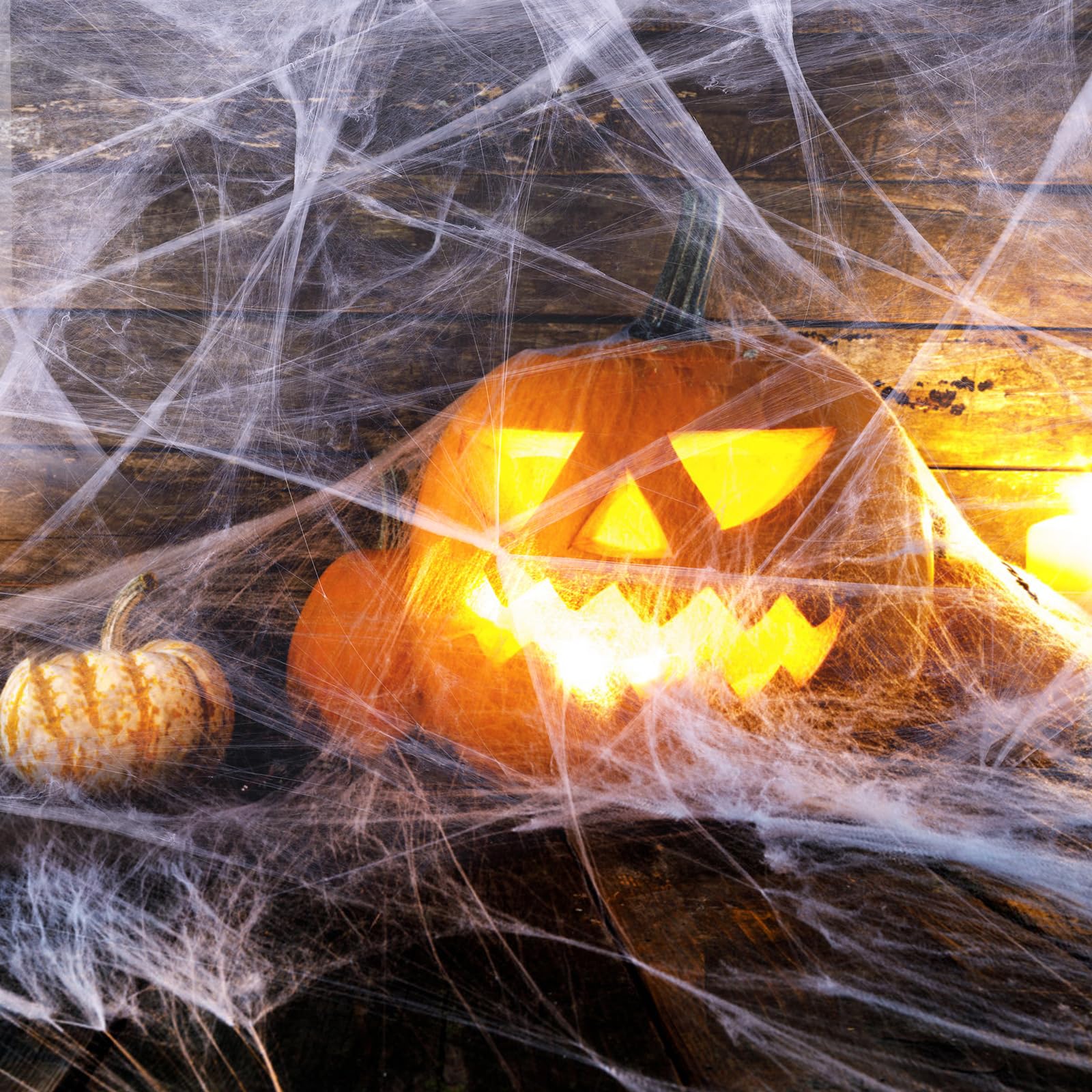 1000 sqft Stretch Spider Web for Indoor and Outdoor Halloween Decorations, Halloween Theme Party (White)