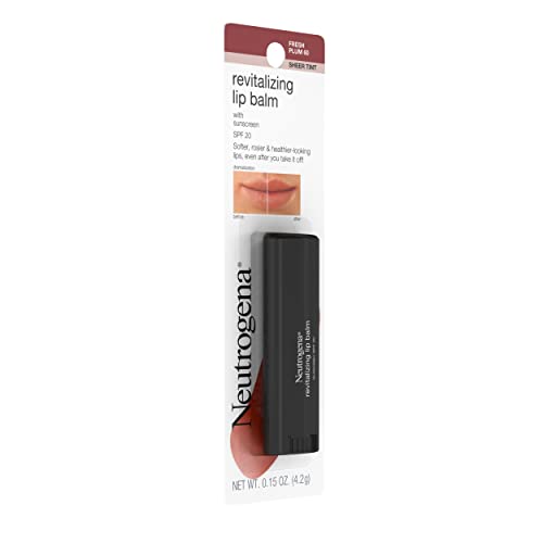 Neutrogena Revitalizing and Moisturizing Tinted Lip Balm with Sun Protective Broad Spectrum SPF 20 Sunscreen, Lip Soothing Balm with a Sheer Tint in Color Fresh Plum 60.15 oz