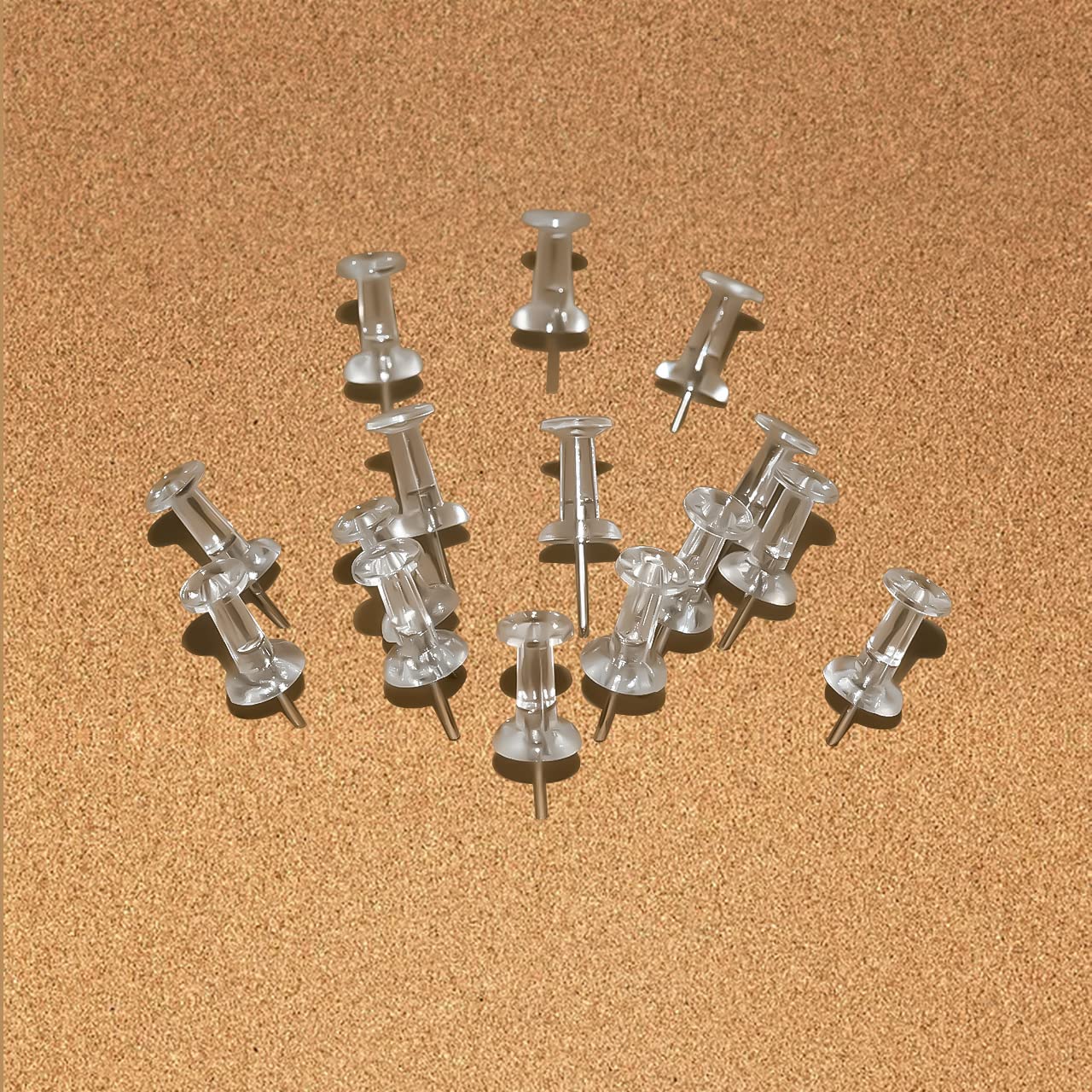 JIKIOU Push Pins Tacks 800 Count in Reusable Box, Standard Clear Thumb Tacks Steel Point and Clear Plastic Head for Wall Corkboard Map Calendar Photo Home Office Craft Projects Plastic Head Steel Pin