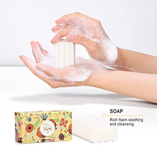 Gift Set - Lotion Sets for Women Gift, Peony Wish Body Cream Gifts Set, Include Hand Cream, Foot Cream, Soap, Scented Candle, Gift Sets for Women