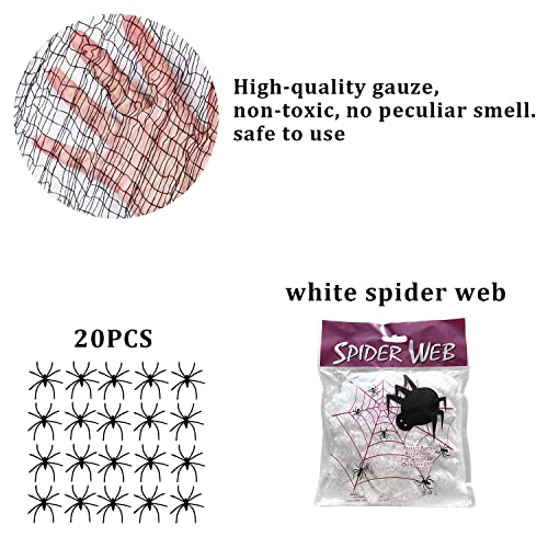 Mauts 315"x39" Halloween Creepy Cloth Halloween Decorations DIY Halloween Fake Spider Cobweb with Spooky Fabric (Black)