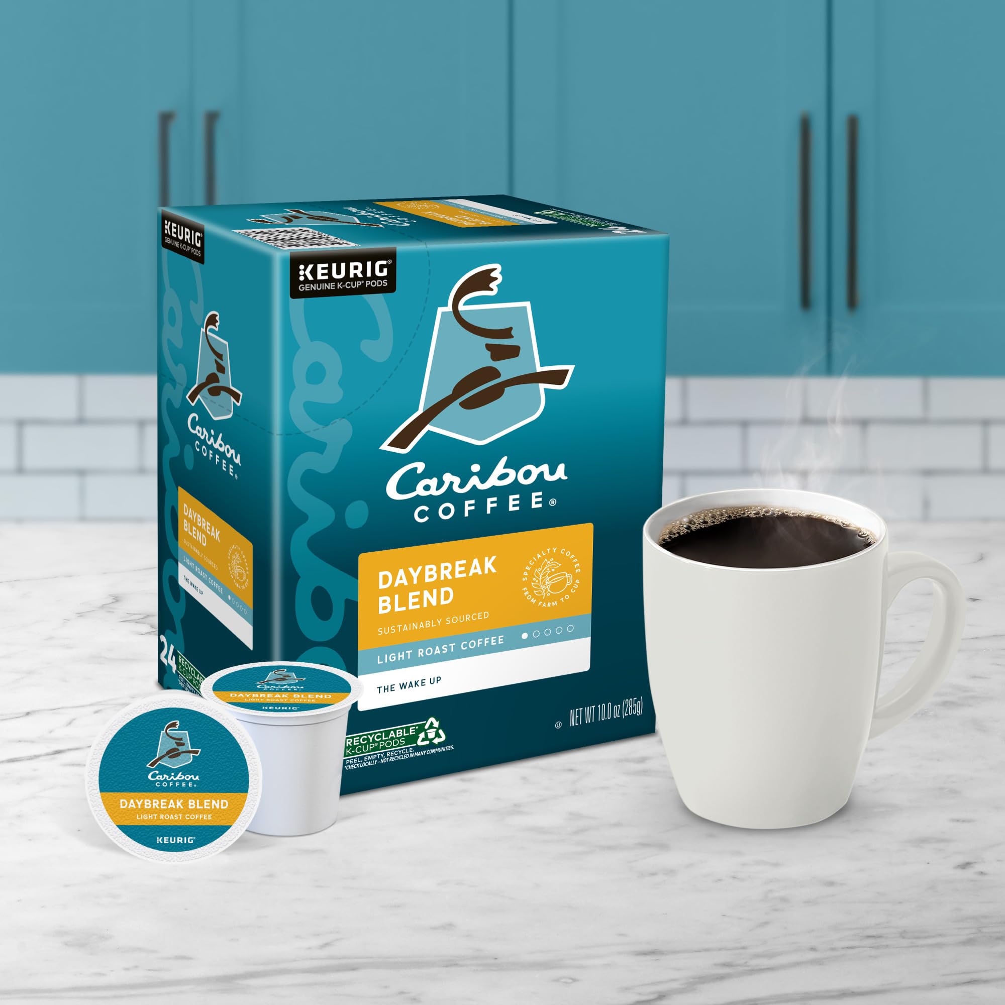 Caribou Coffee Daybreak Morning Blend, Single-Serve Keurig K-Cup Pods, Light Roast Coffee, 24 Count (11.9g)(Pack of 4)