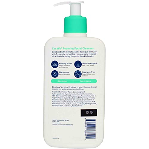 Cerave Facial Foaming Cleanser 12 Ounce Pump (355ml) (2 Pack)